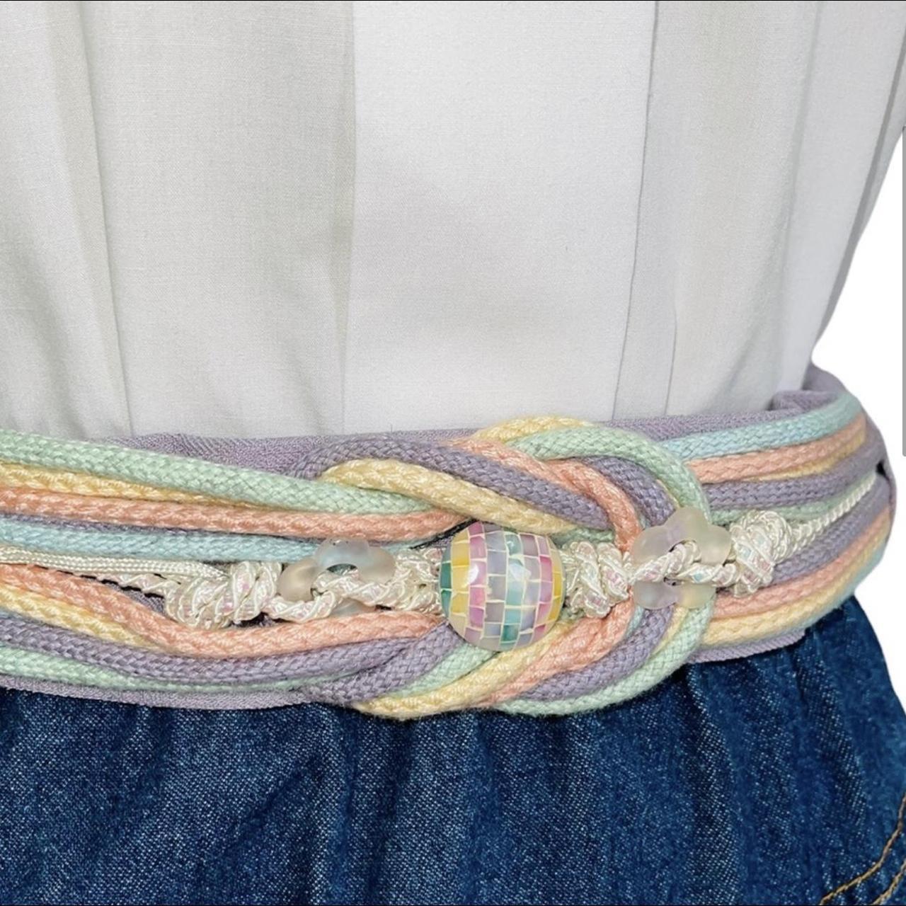 80s Vintage Pastel Knotted Rope Belt - Brand:... | Depop