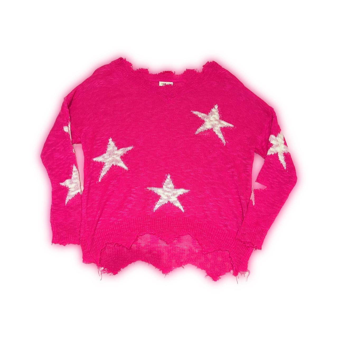 main strip hot pink star sweater ˘͈ᵕ˘͈ excellent... - Depop