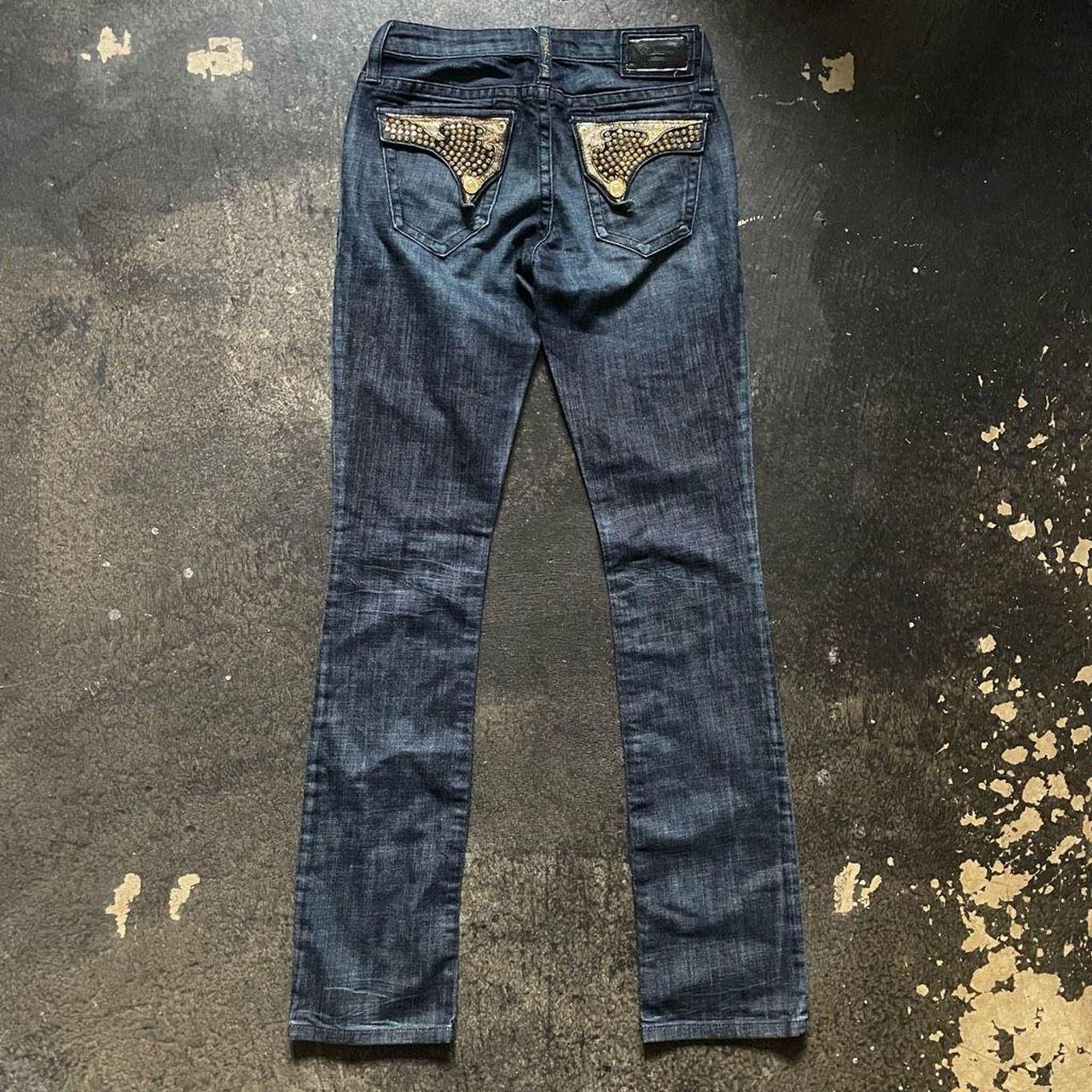 Robin’s Jeans Dark Wash Gold Rhinestones Skinny... - Depop