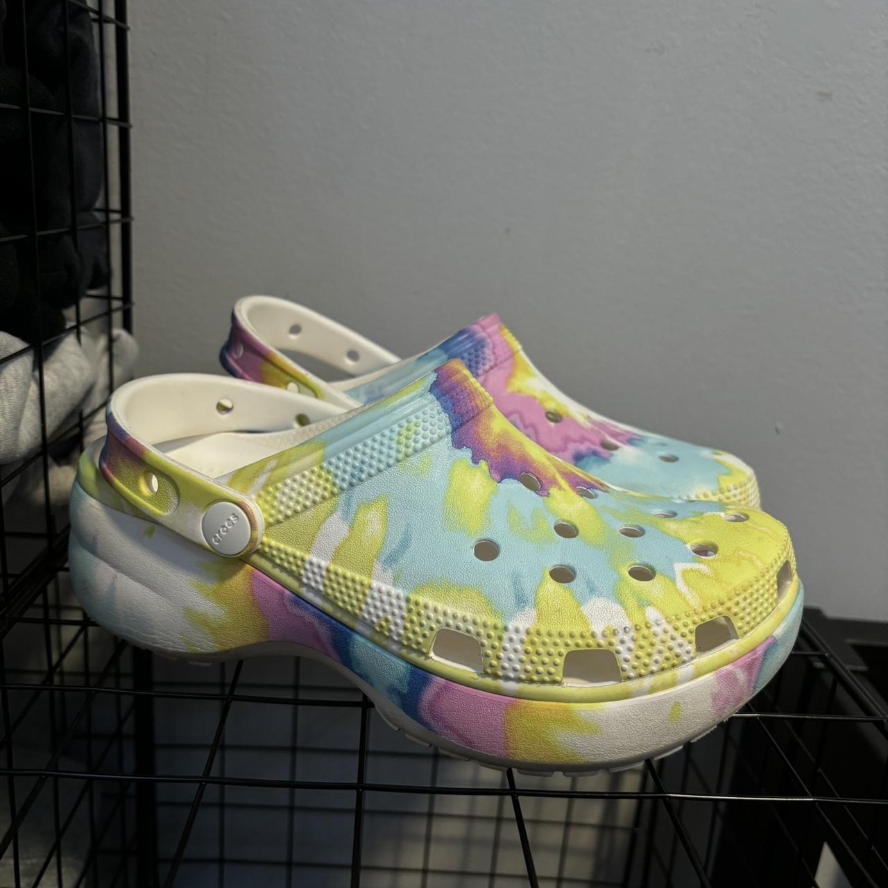 Tie dye chunky crocs women size 6 Barely worn and... - Depop