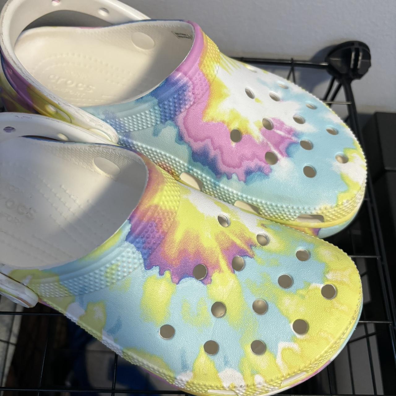 Tie dye chunky crocs women size 6 Barely worn and... - Depop