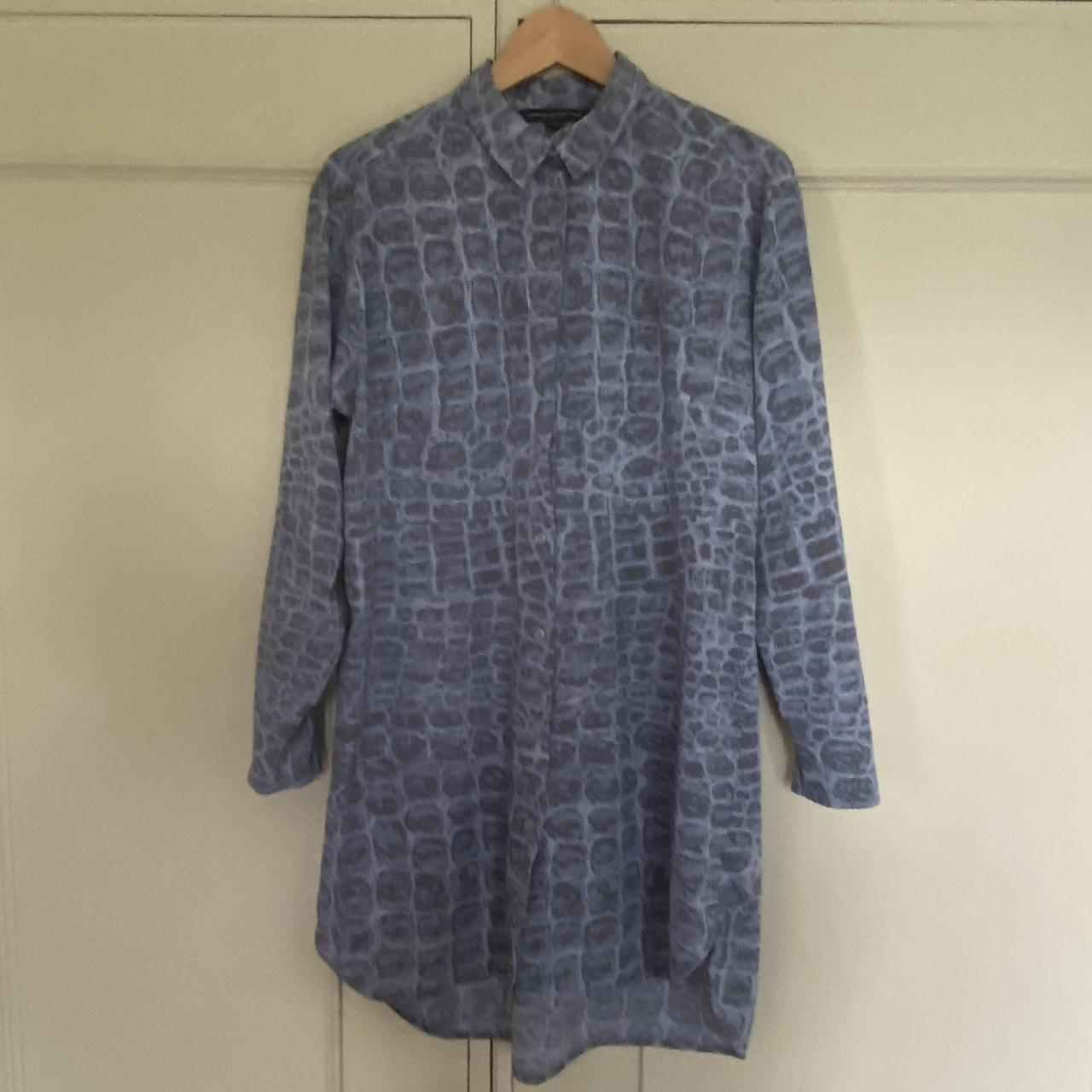 French Connection Blue, animal print, long sleeve,... - Depop