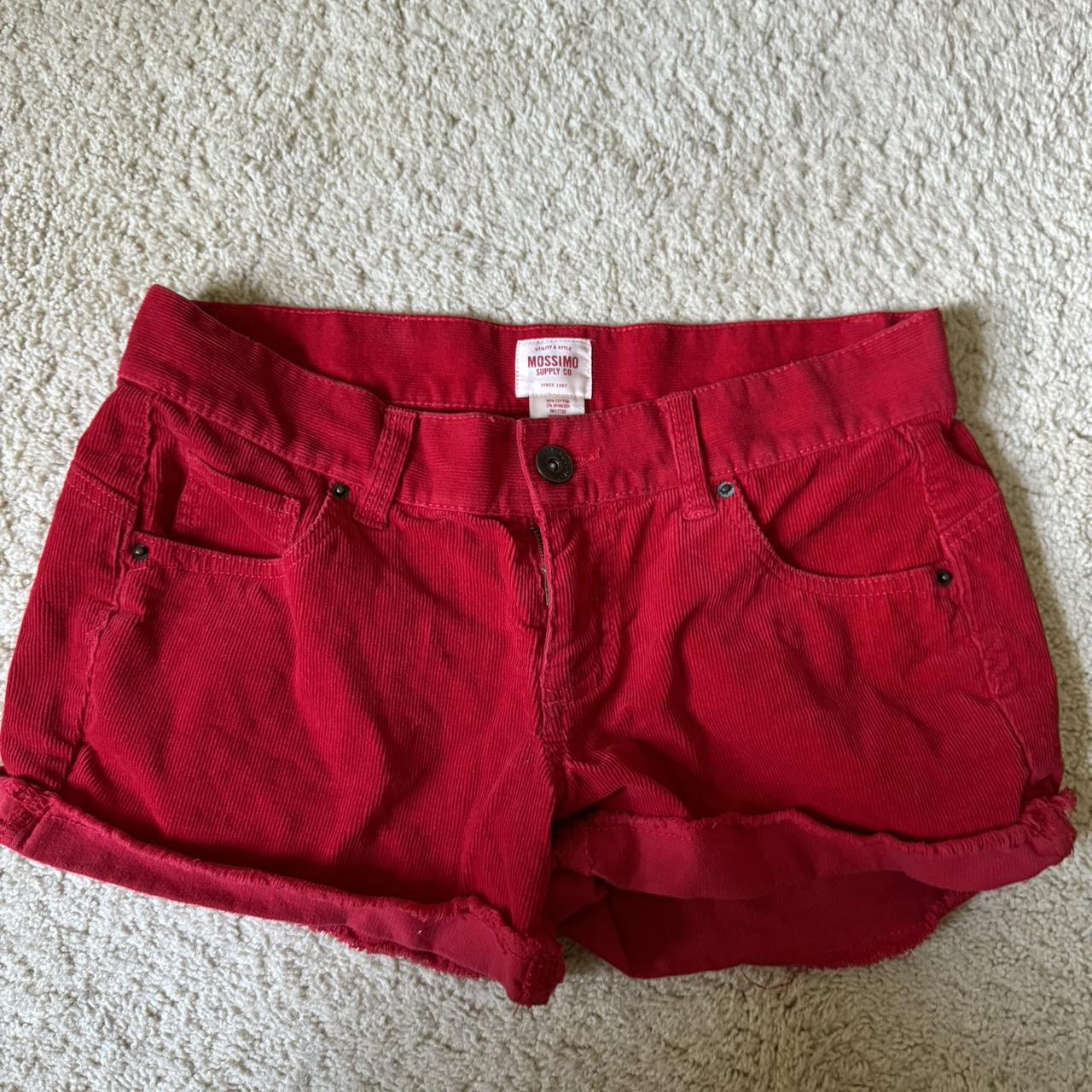 Red low rise jean shorts Labeled as size 5 but it... - Depop