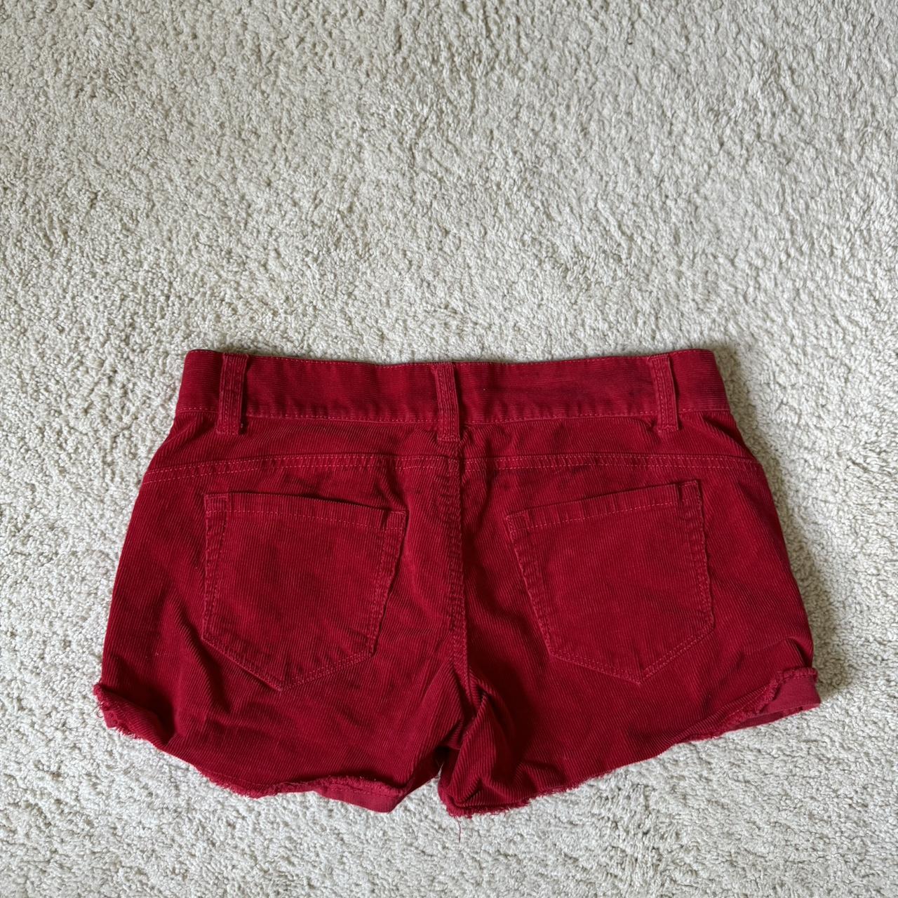 Red low rise jean shorts Labeled as size 5 but it... - Depop