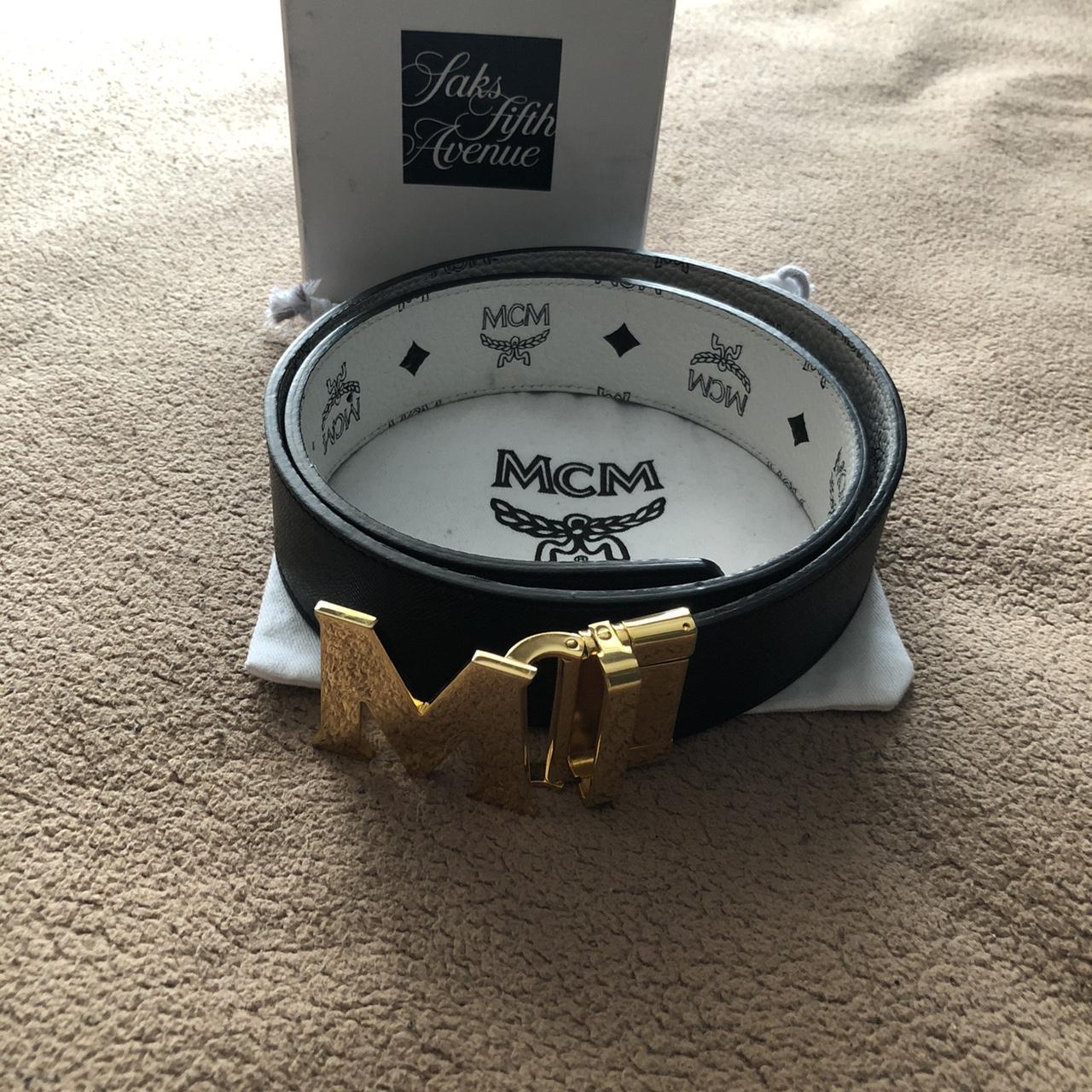 Reversible black and white mcm belt #designer #belt - Depop