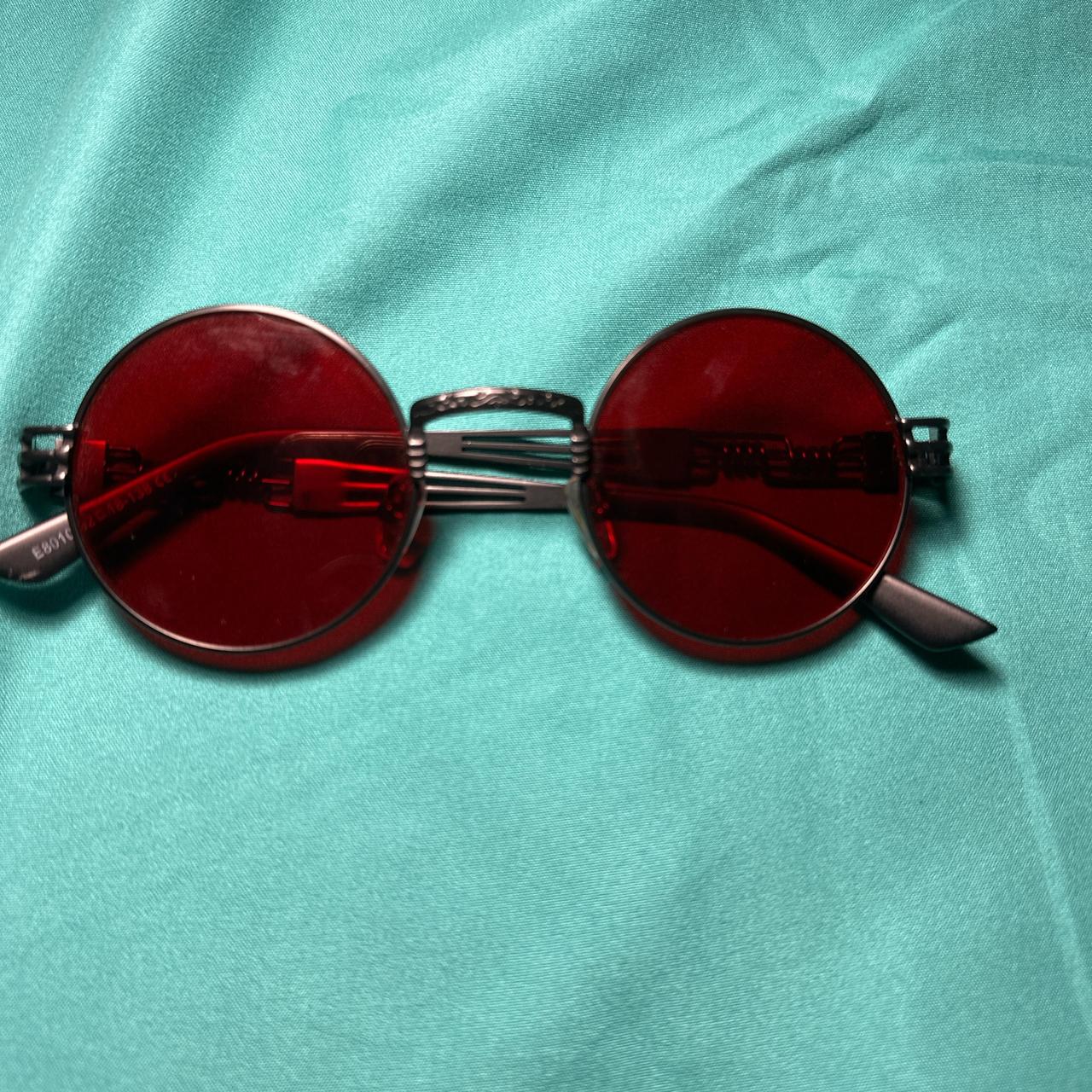 Black And Red Circular Lense Sunglassesno Case Depop