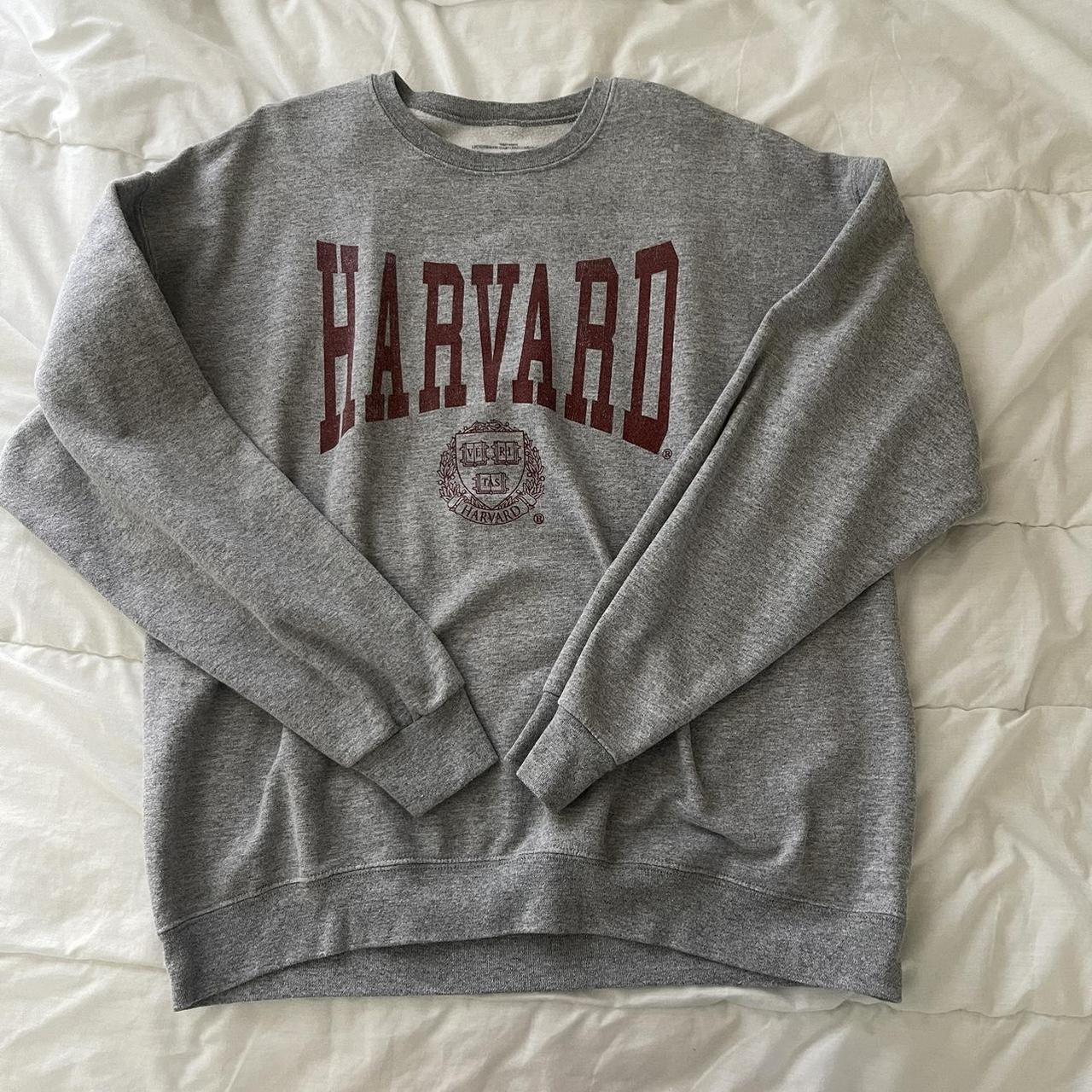 gray Harvard university crewneck vintage oversized... - Depop