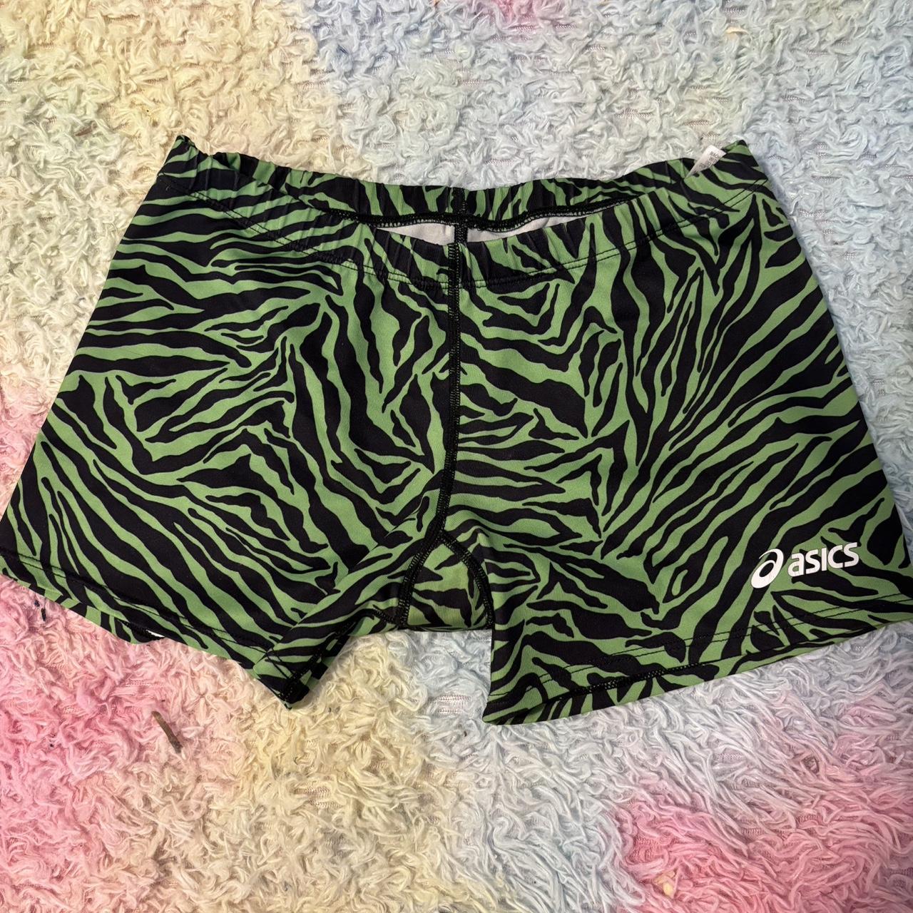 ASICS GREEN AND BLACK ZEBRA PRINT SPANDEX - Depop