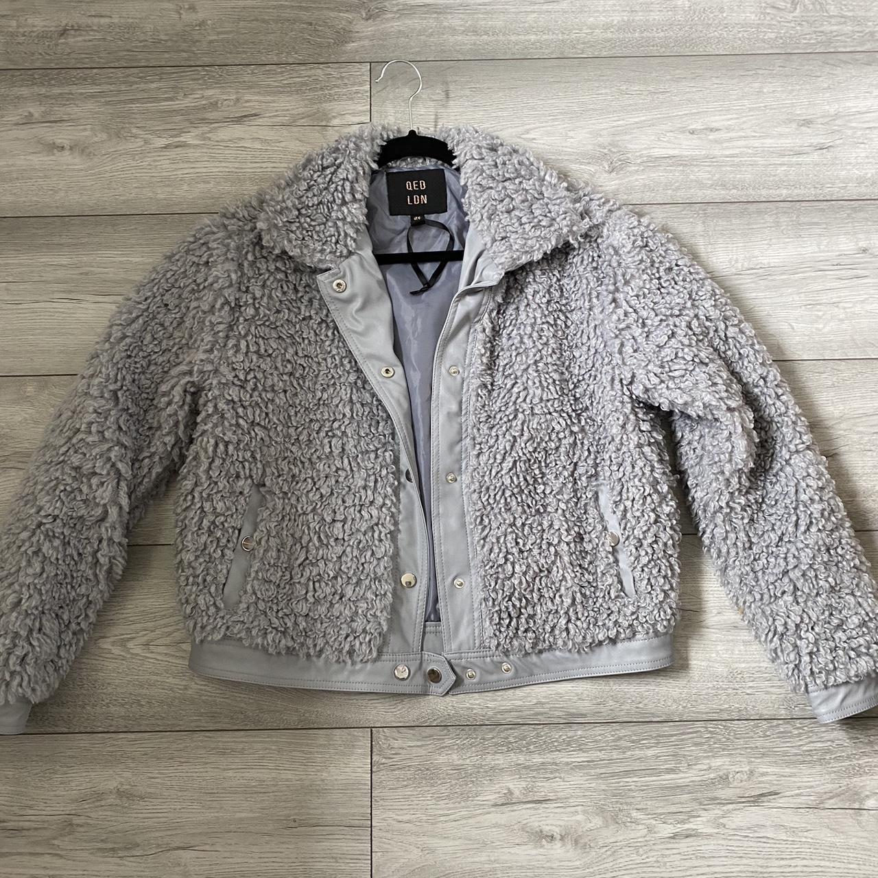 QED LDN FAUX FUR AND FAUX LEATHER JACKET Only worn... - Depop