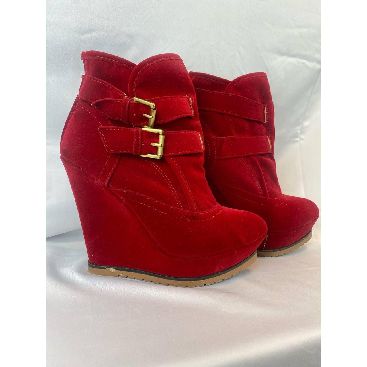 Shoedazzle Red SuedeWedges Item Details: Size –... - Depop