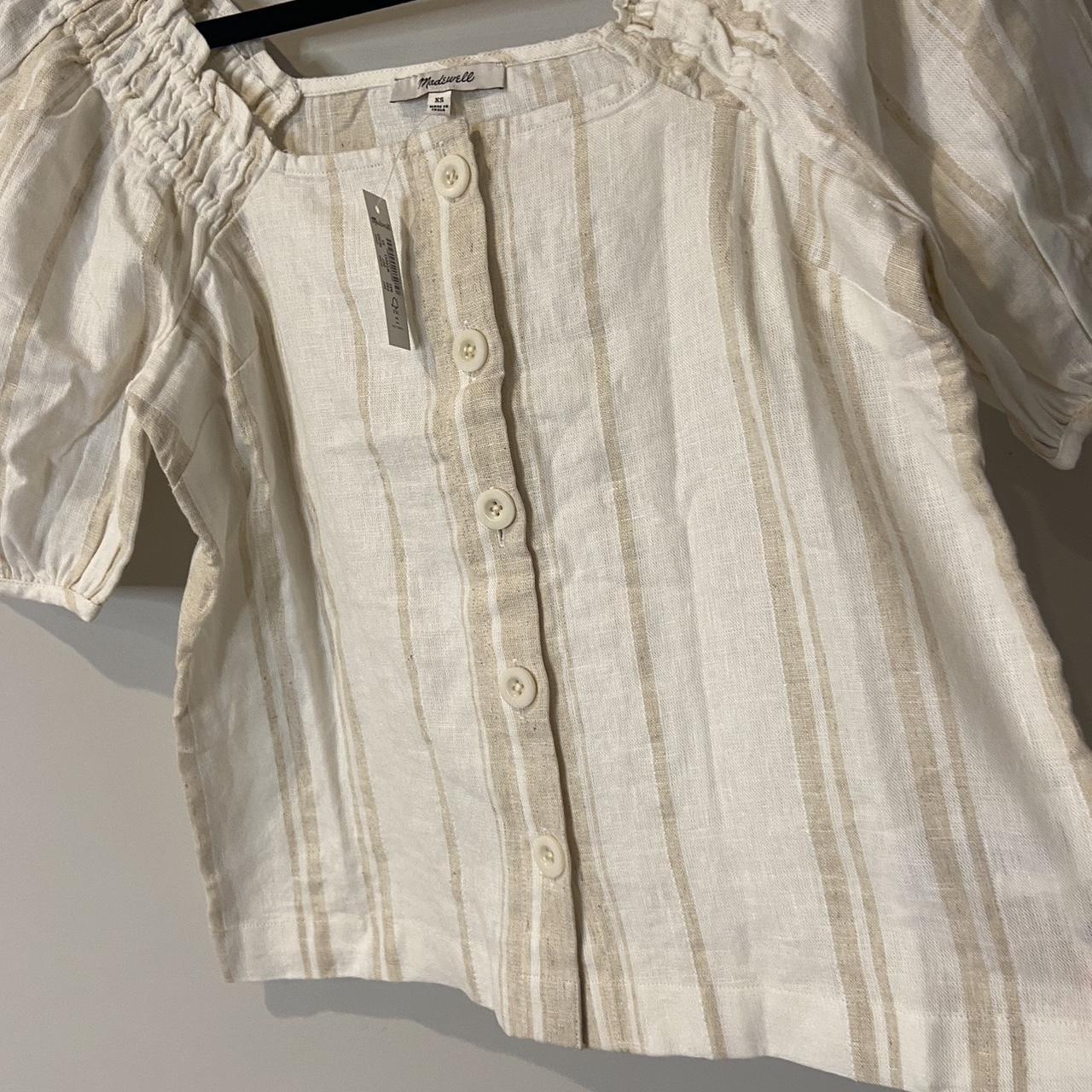 New Madewell Linen Blend Square Neck Button Front Depop