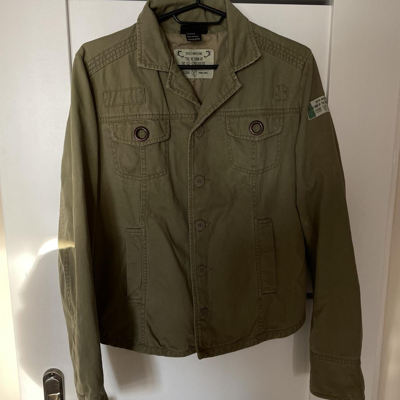 Diesel Red Tag Women's Khaki and Green Jacket | Depop