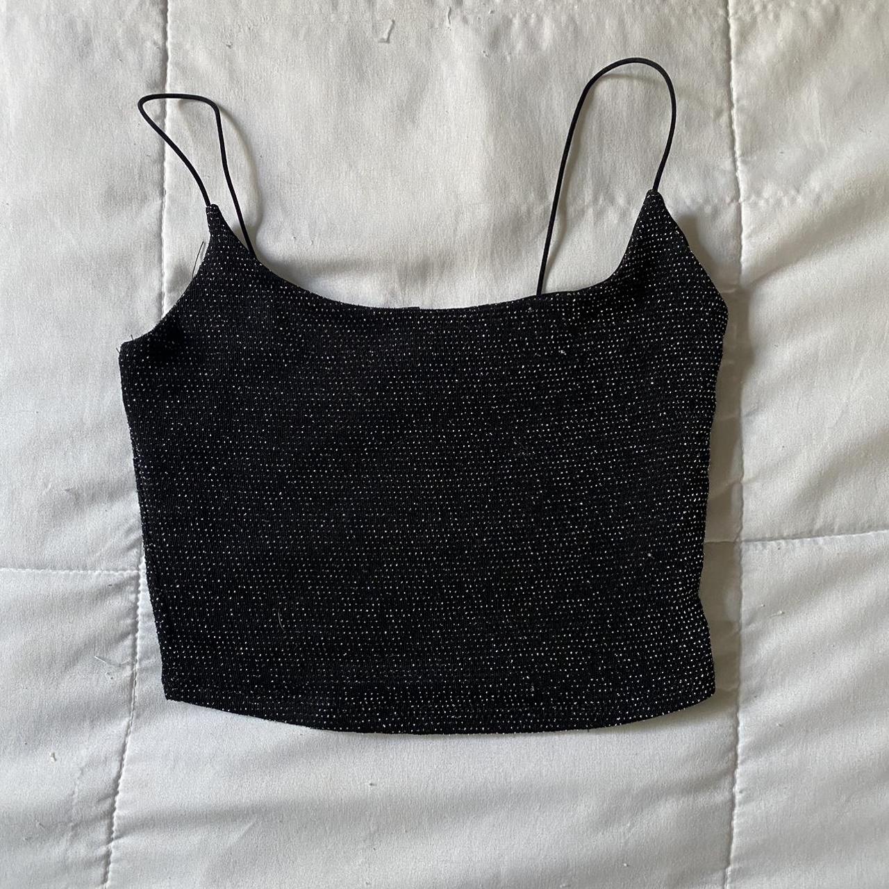 Black sparkly Windsor cropped cami Size small - Depop