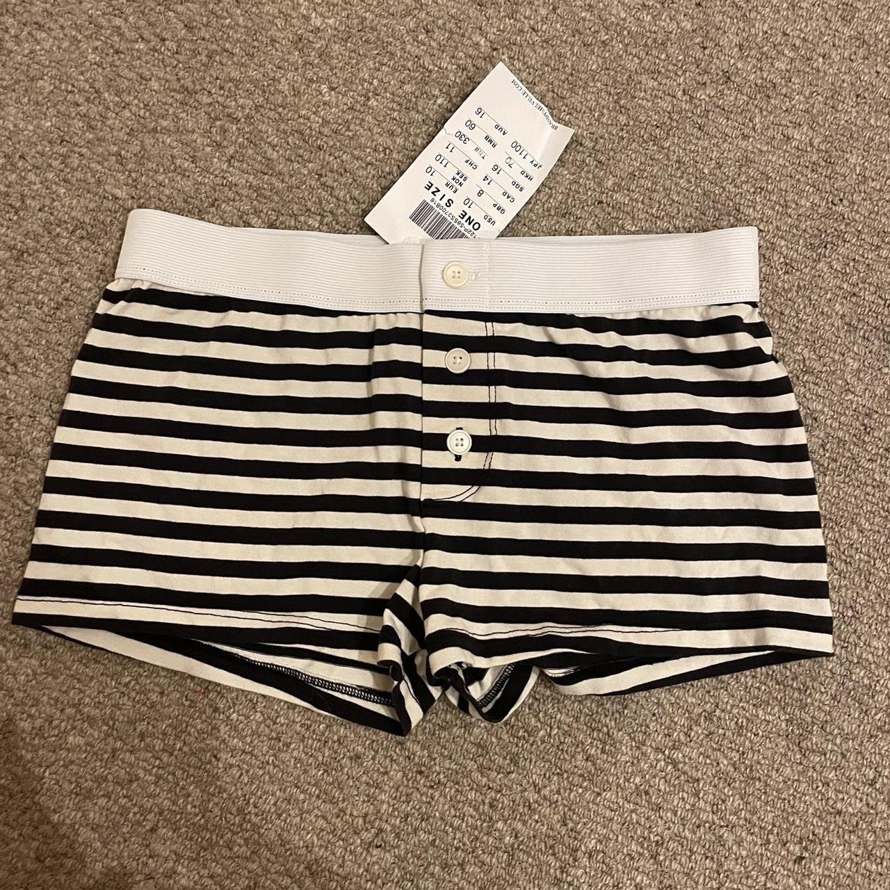 Brandy Melville black and white striped boxers one... - Depop