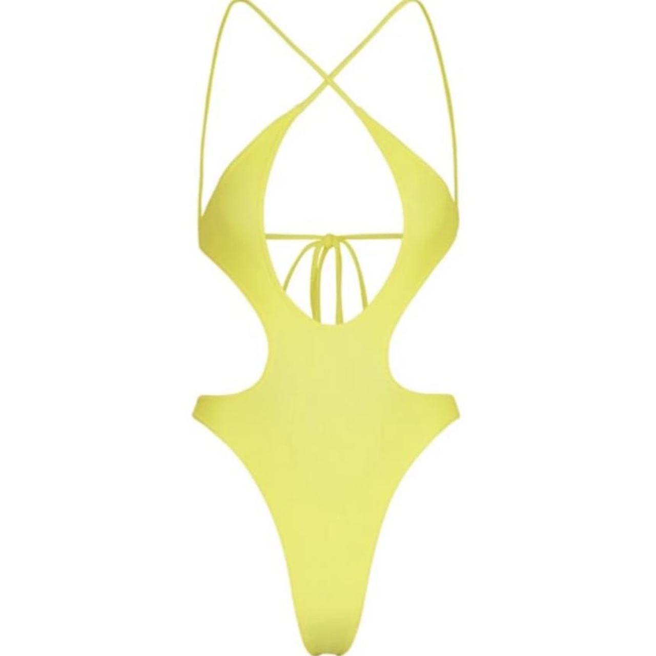 Kylie Swim Yellow Cutout BodySuit One piece Swim... - Depop