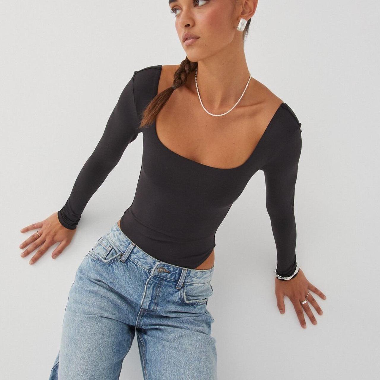 2 x Supre luxe square neck long sleeve bodysuit... - Depop