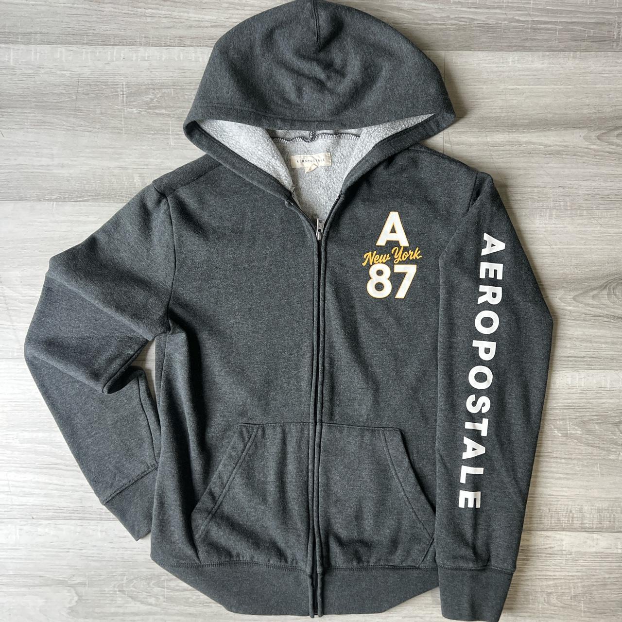 Grey Aeropostale Zip-up Measurements - Length: 24... - Depop