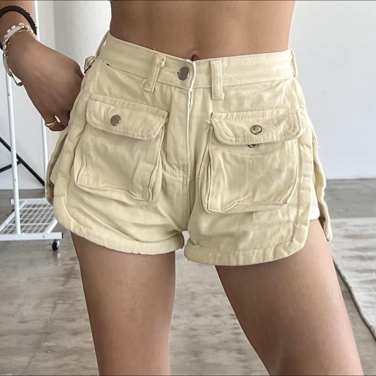 Brand new Sexy high waisted cream denim shorts! Lots... - Depop