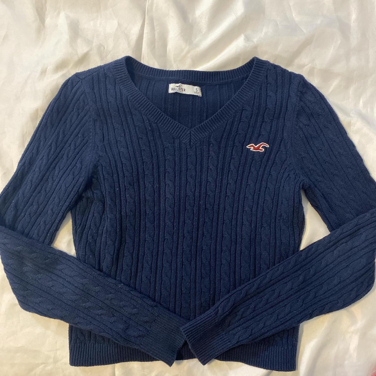 Navy blue Hollister Co. cable knit sweater If... | Depop