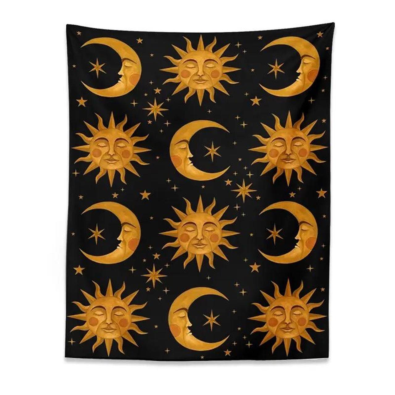 Celestial 90s style Star, Sun and Moon Tapestry,... - Depop
