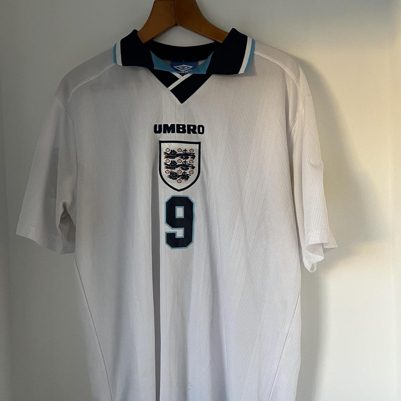 England Euro 1996 home shirt. As worn by Shearer,... - Depop