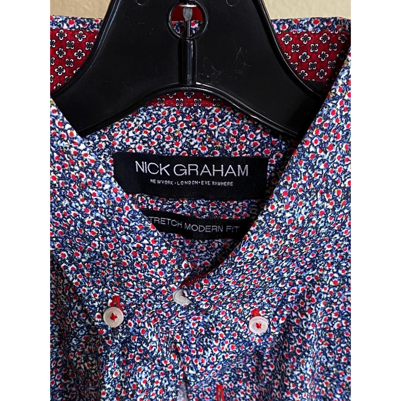 NWT $75 Nick Graham Floral LONG SLEEVE SHIRT M L 16... - Depop