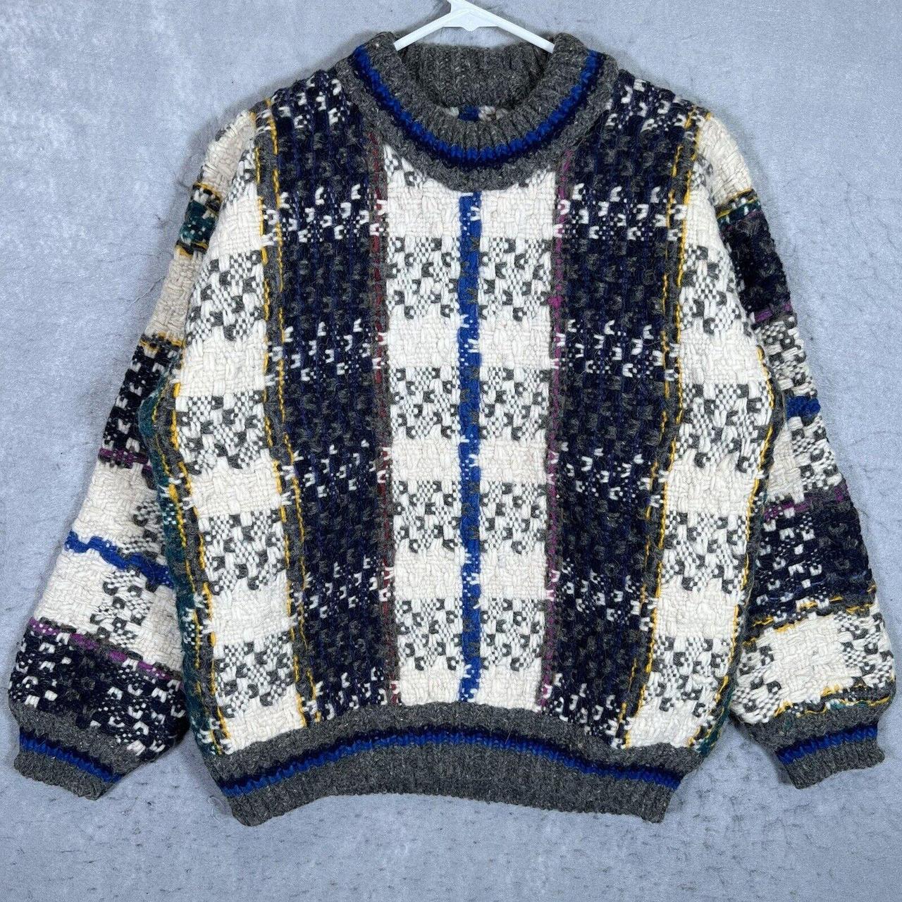 A1 VINTAGE 90S CUSTOM WOOL KNIT SWEATER ADULT MEDIUM... - Depop