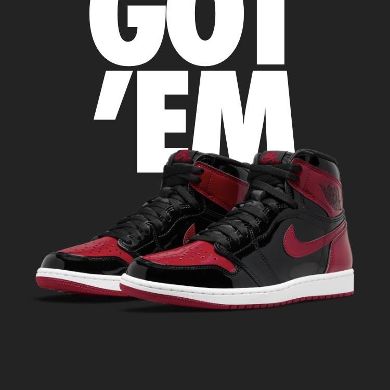 jordan 1 patent bred, size 10, never worn if you... - Depop