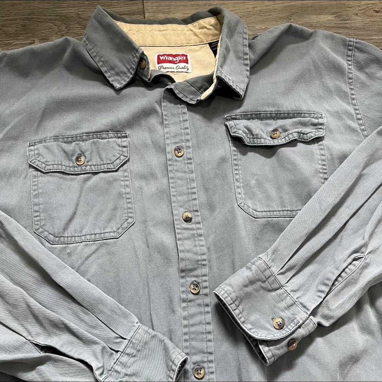 Wrangler Midweight Shirt muted cool blue... - Depop