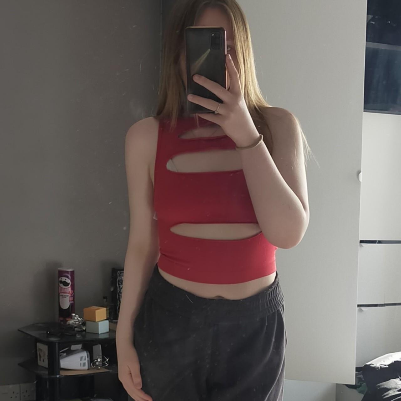 Urban Outfitters Women's Red Crop-top | Depop