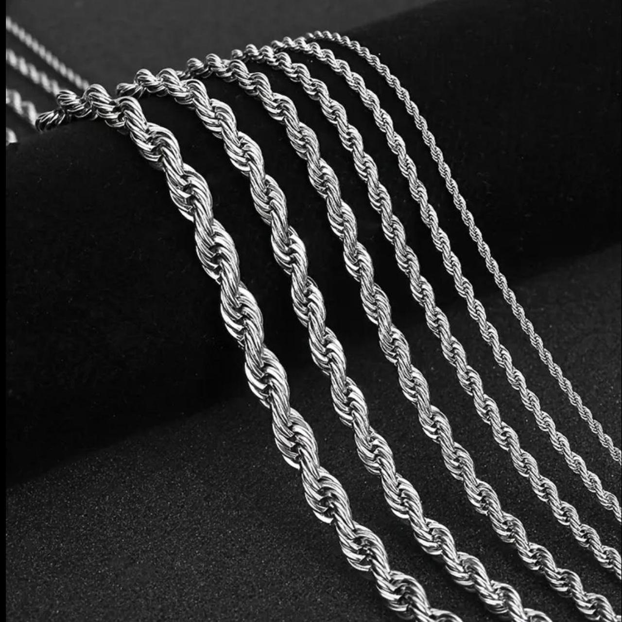 Silver plated 925 rope chain necklace #silverjewellery | Depop