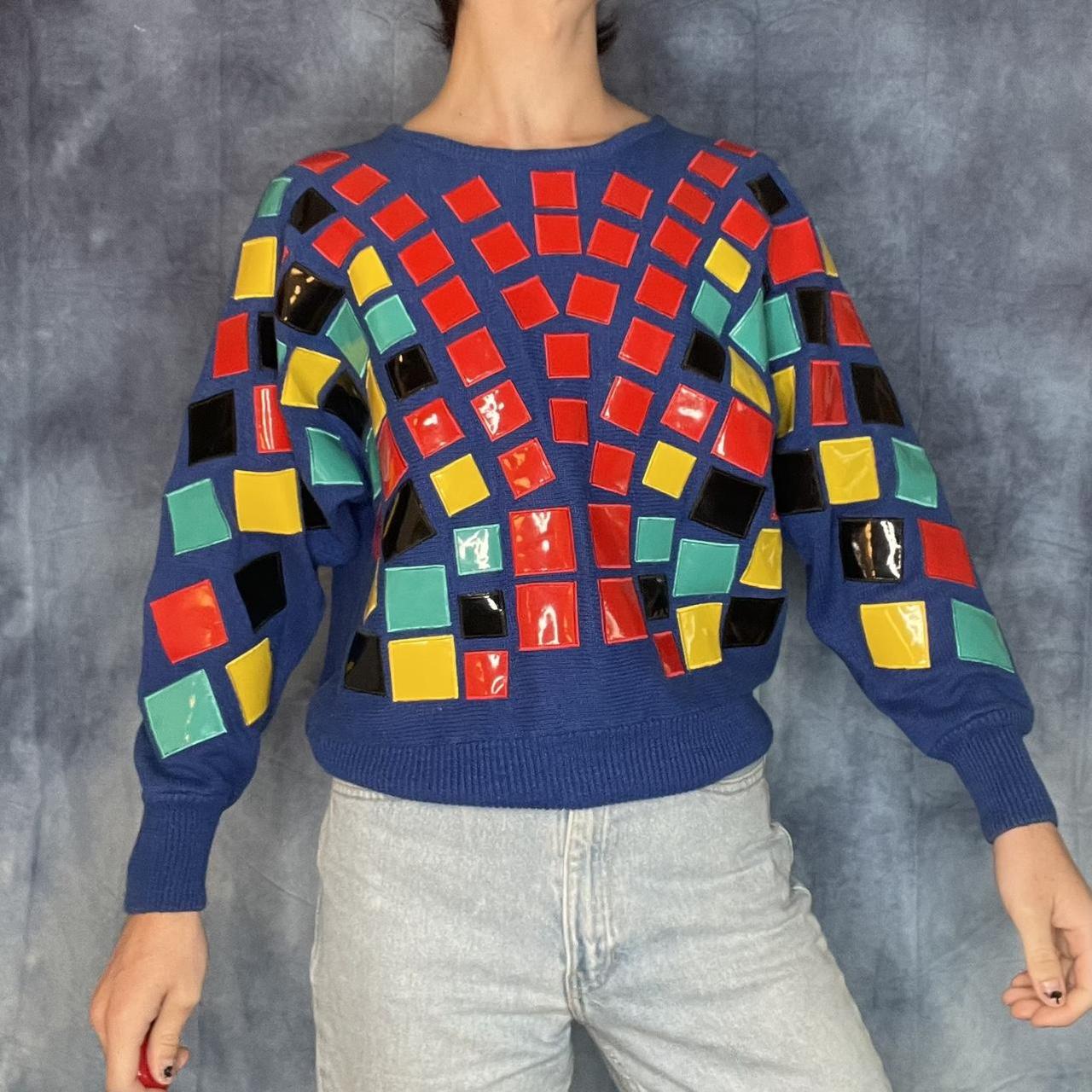 the most colorful vintage 80’s sweater ever! has all... - Depop