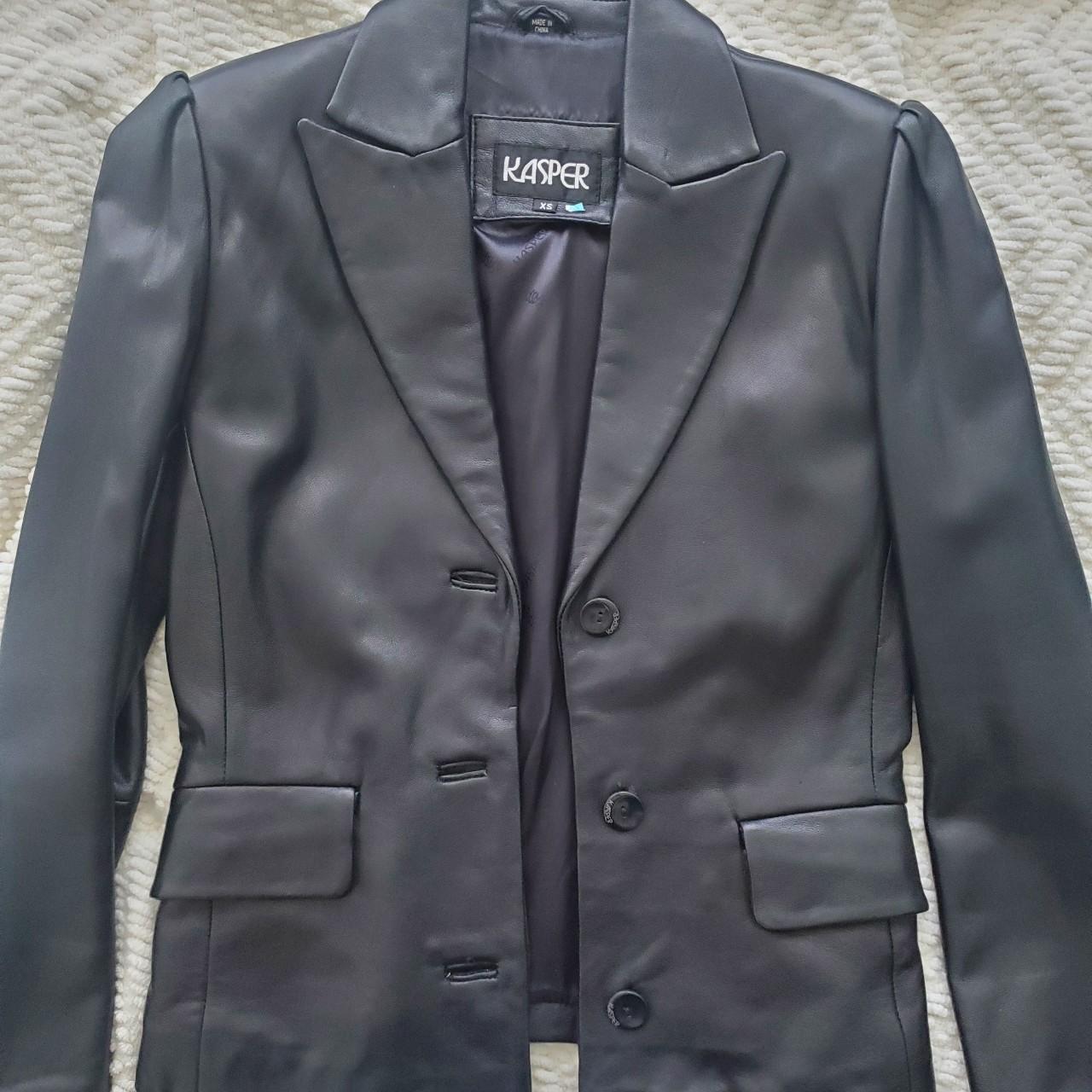 Vintage Kasper Leather Jacket in XS.... - Depop