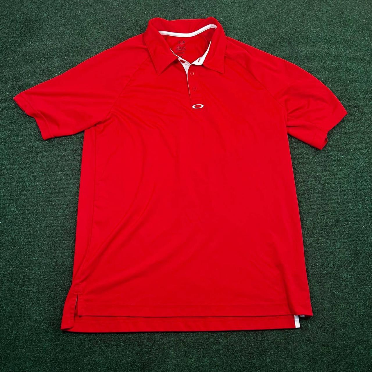 Oakley Polo Shirt Mens XL Red Hydrolix Regular Fit... - Depop