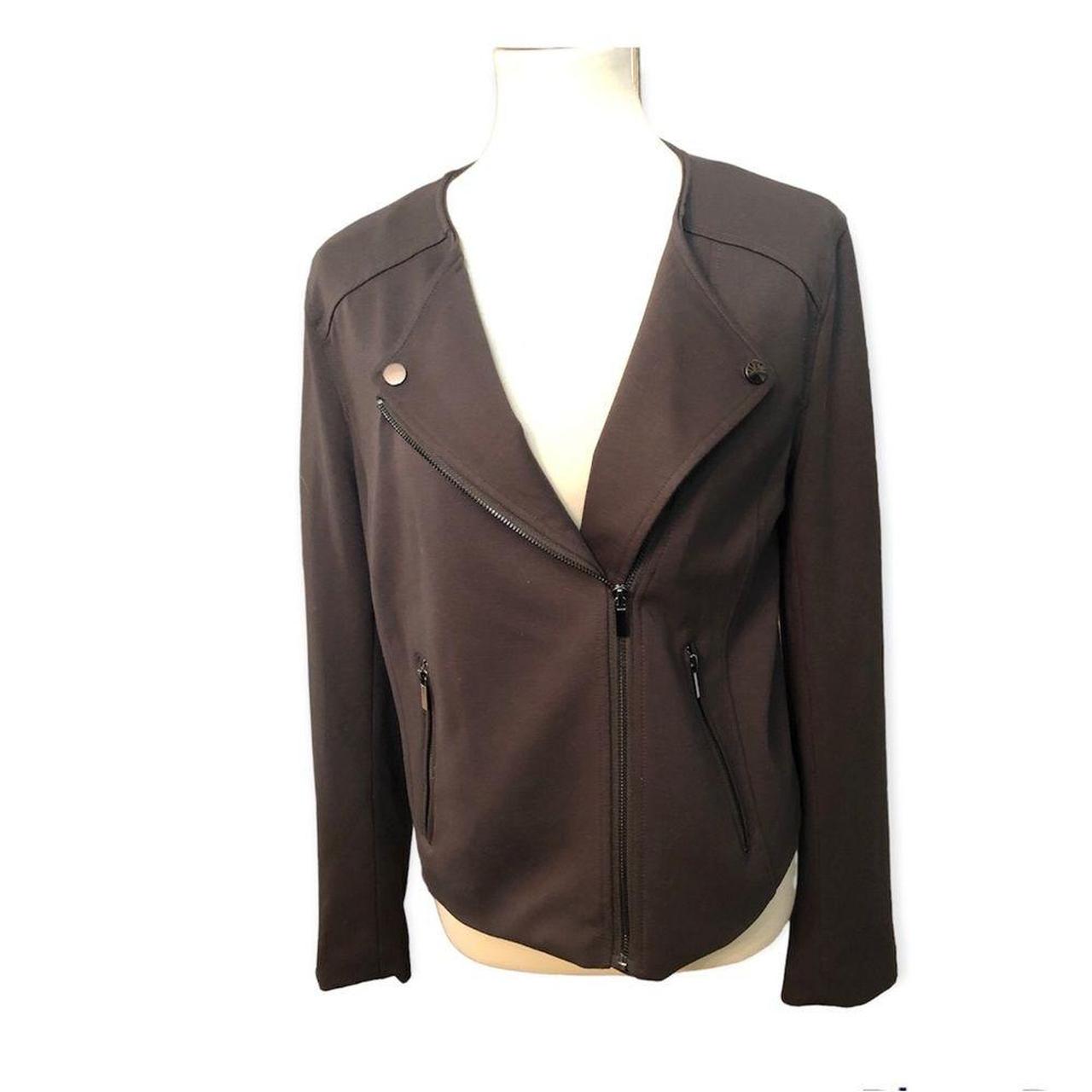 Bagatelle Ponte Knit Moto Jacket In Olive. Zippered... - Depop