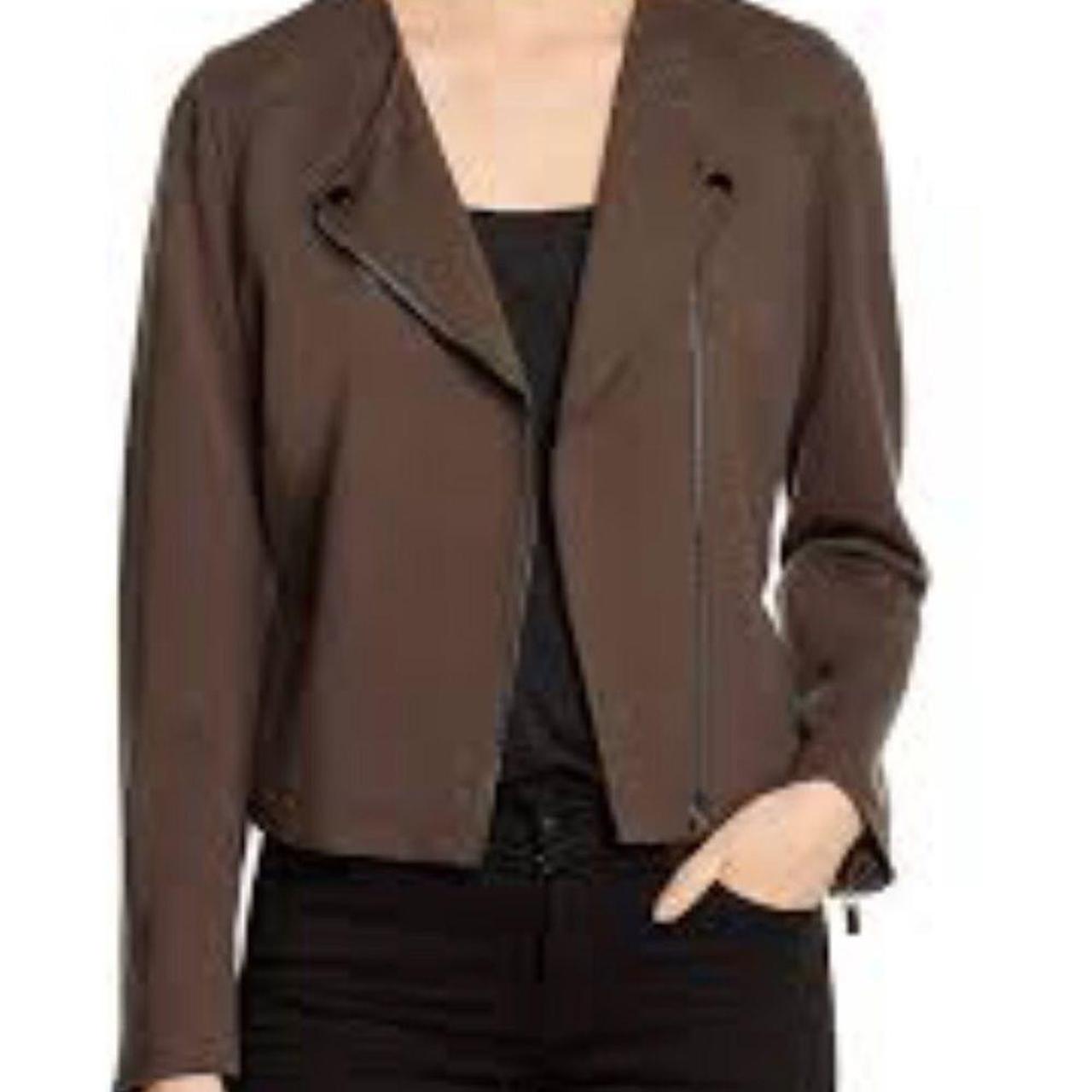 Bagatelle Ponte Knit Moto Jacket In Olive. Zippered... - Depop