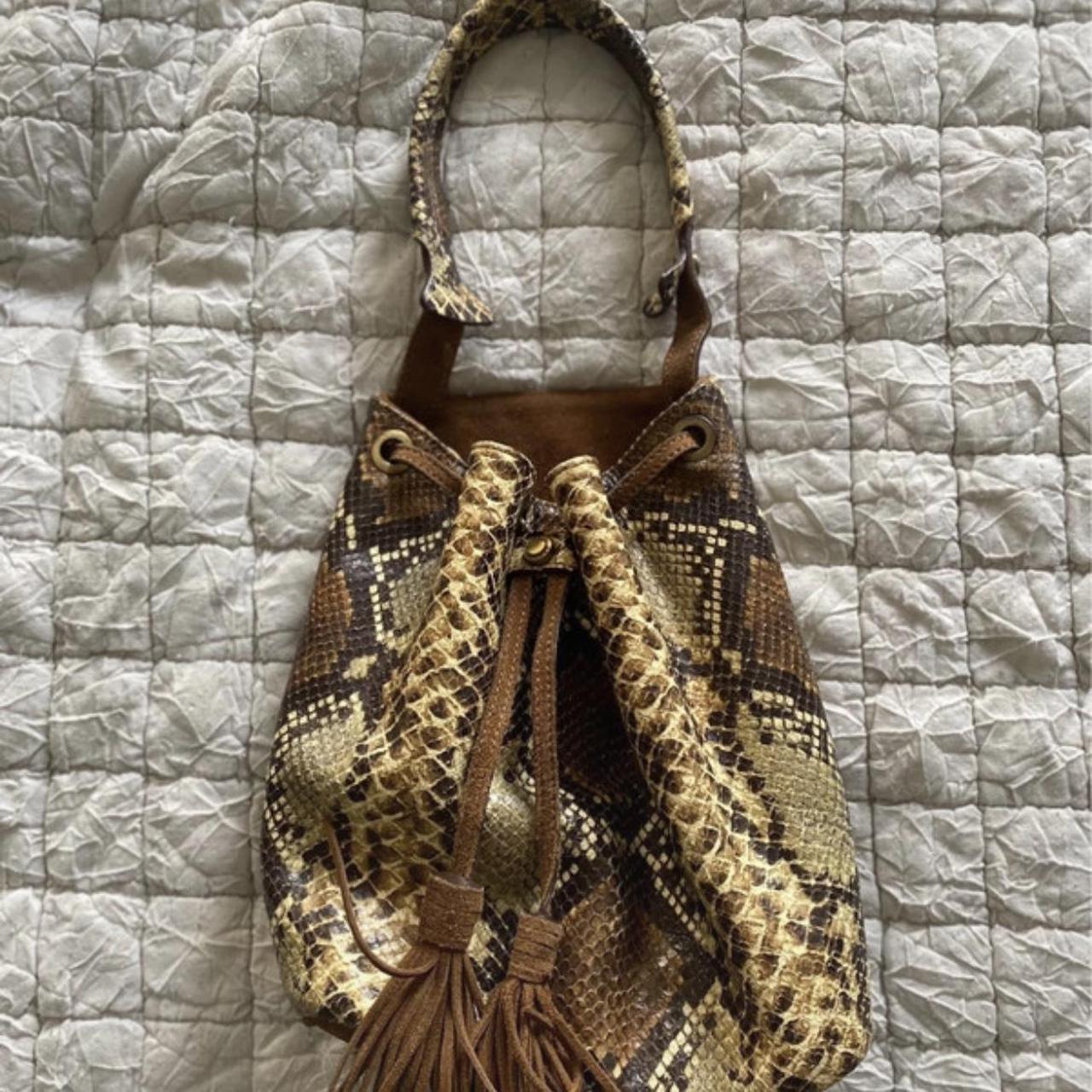 Sandro suede & snakeskin print bucket bag Comes... - Depop