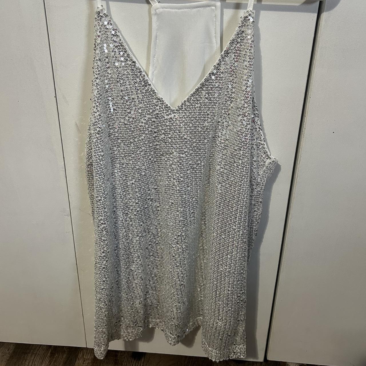 Silver sequin tank top #partyvibes | Depop