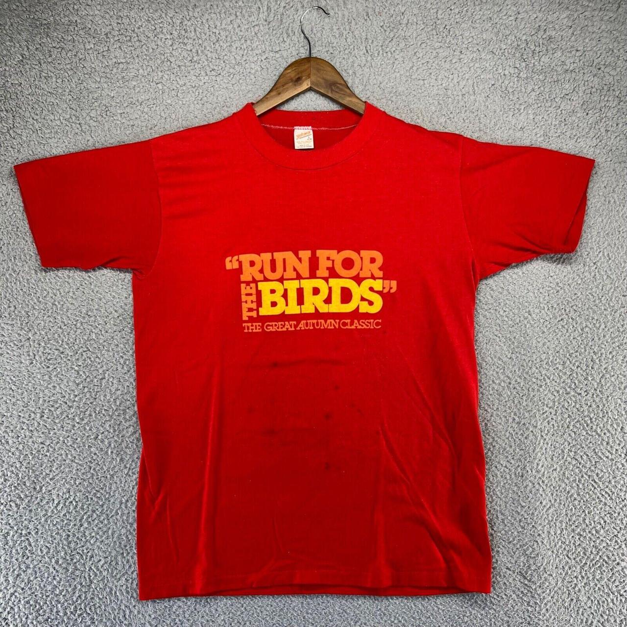 Vintage 70s Running Marathon Shirt Adult Large Red... - Depop