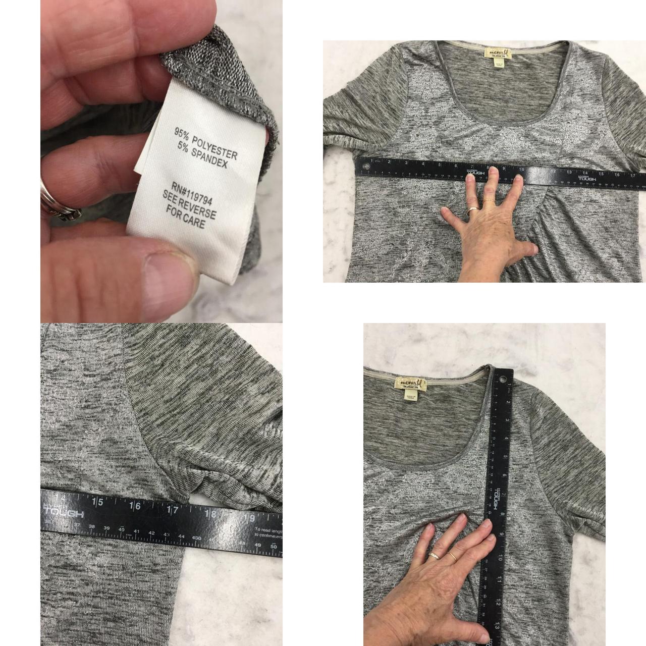 One World Shirt Womens S Small Shiny Gray Paisley... - Depop