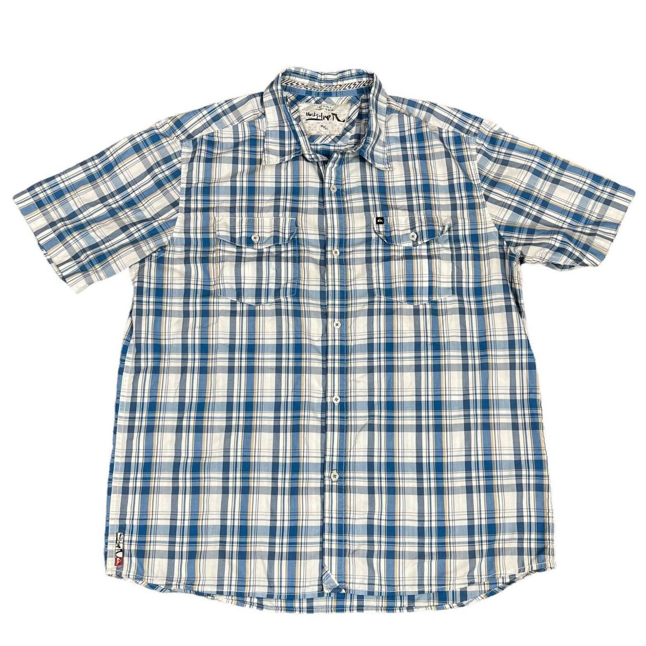Quiksilver Shirt Mens Extra Large White Blue Button... - Depop