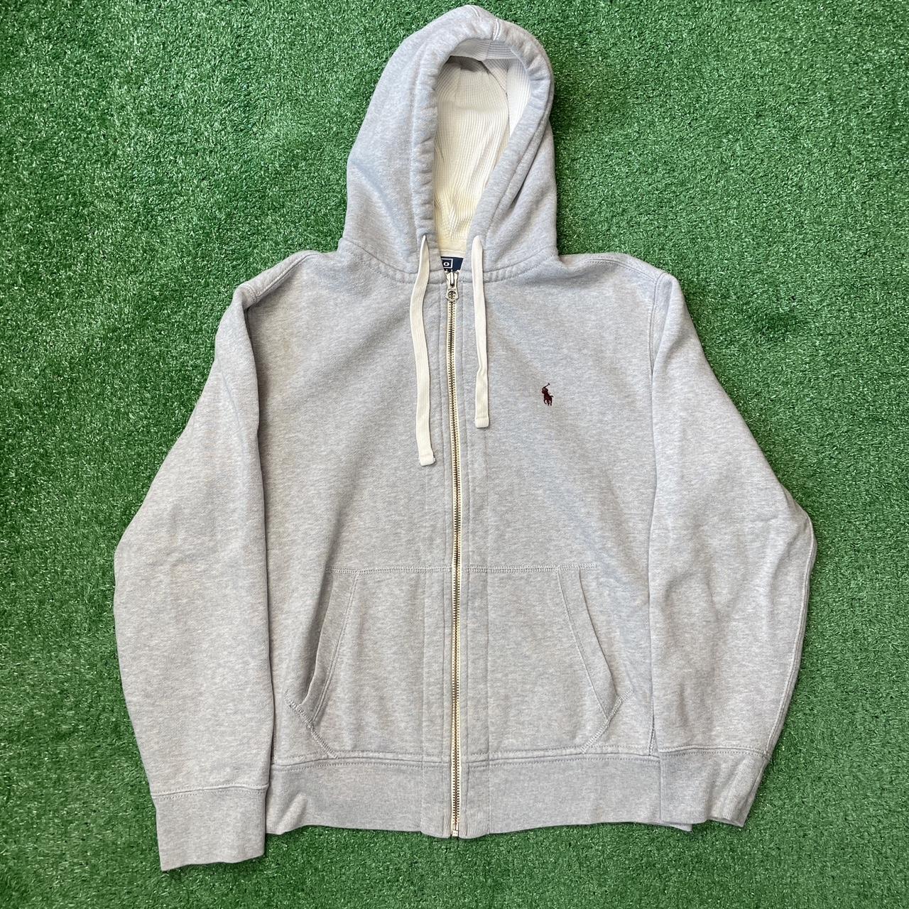 Ralph Lauren Grey Zip Up Hoodie Size L - Depop