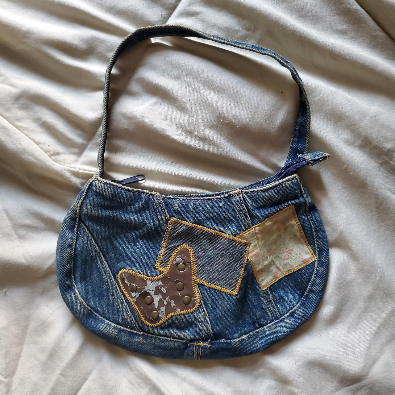Denim purse with patches The faux leather patch... - Depop