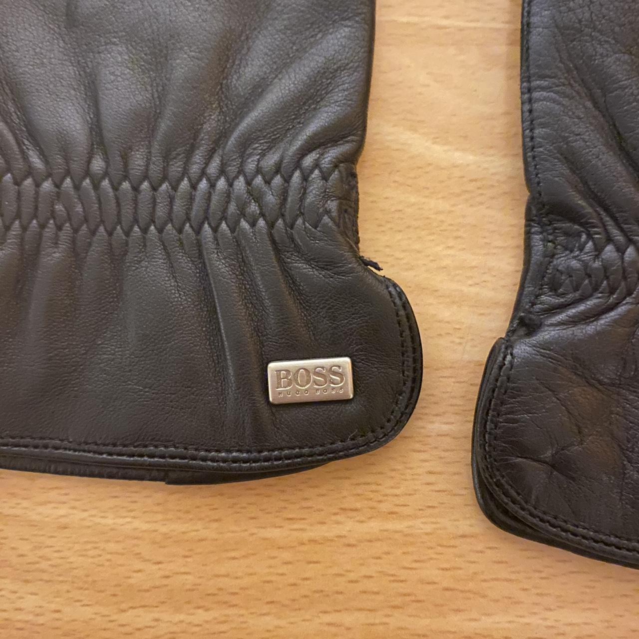 Hugo boss black leather gloves, go well with vintage... - Depop