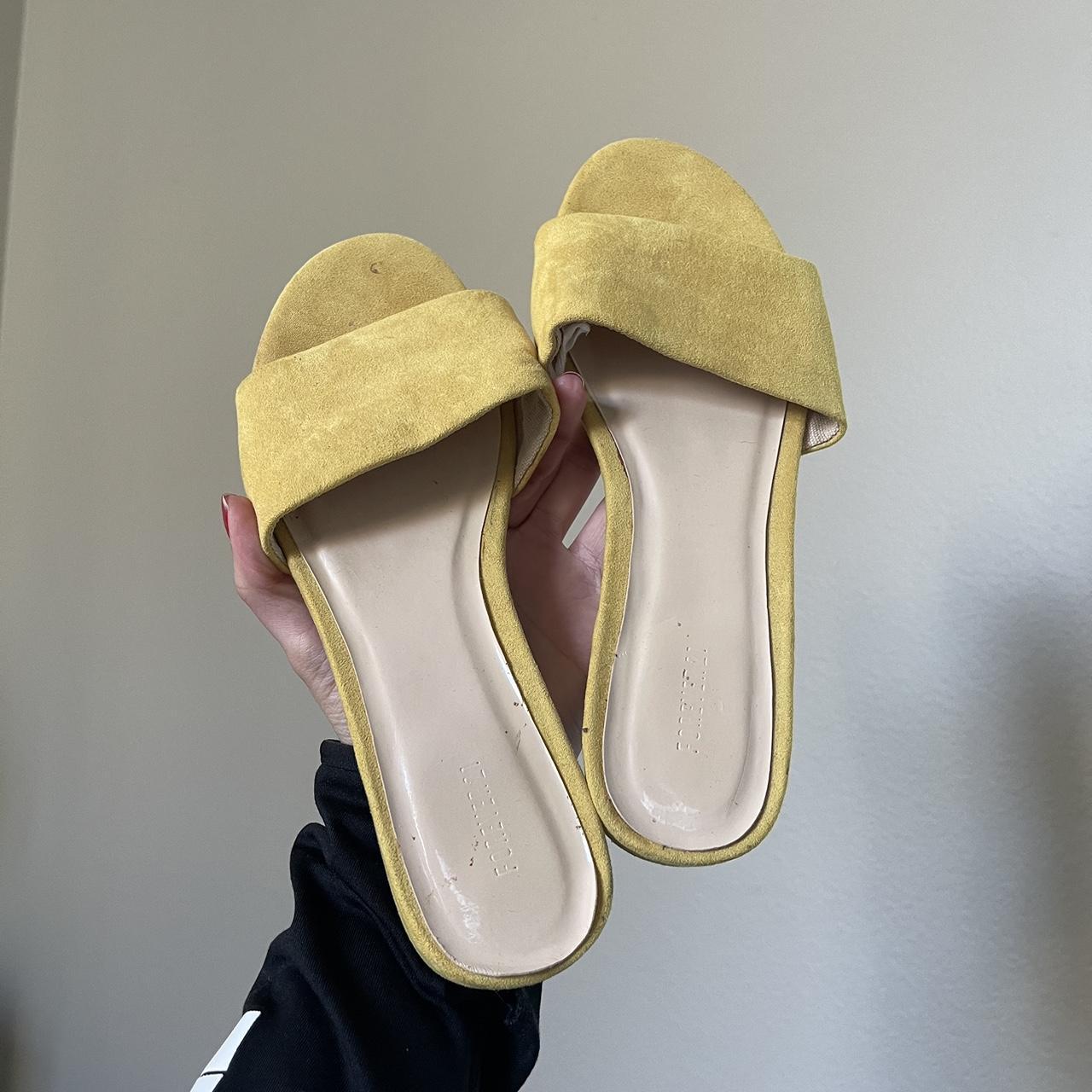 yellow forever 21 sandals; worn once and have a... - Depop