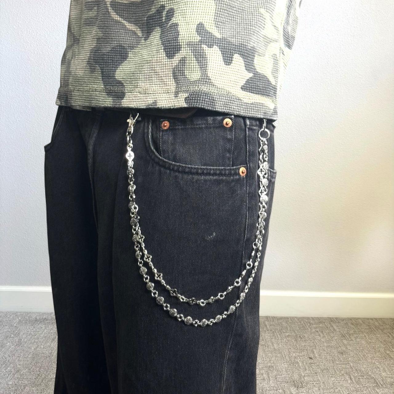 Silver double chain wallet chain belt Made with... | Depop