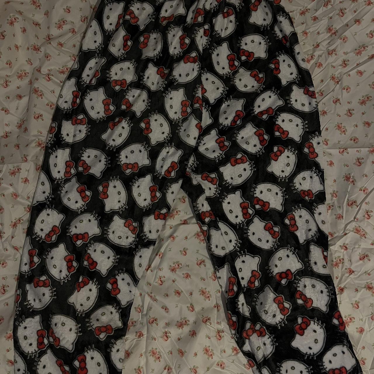 hello kitty fluffy pajama pants fits small loose or... - Depop