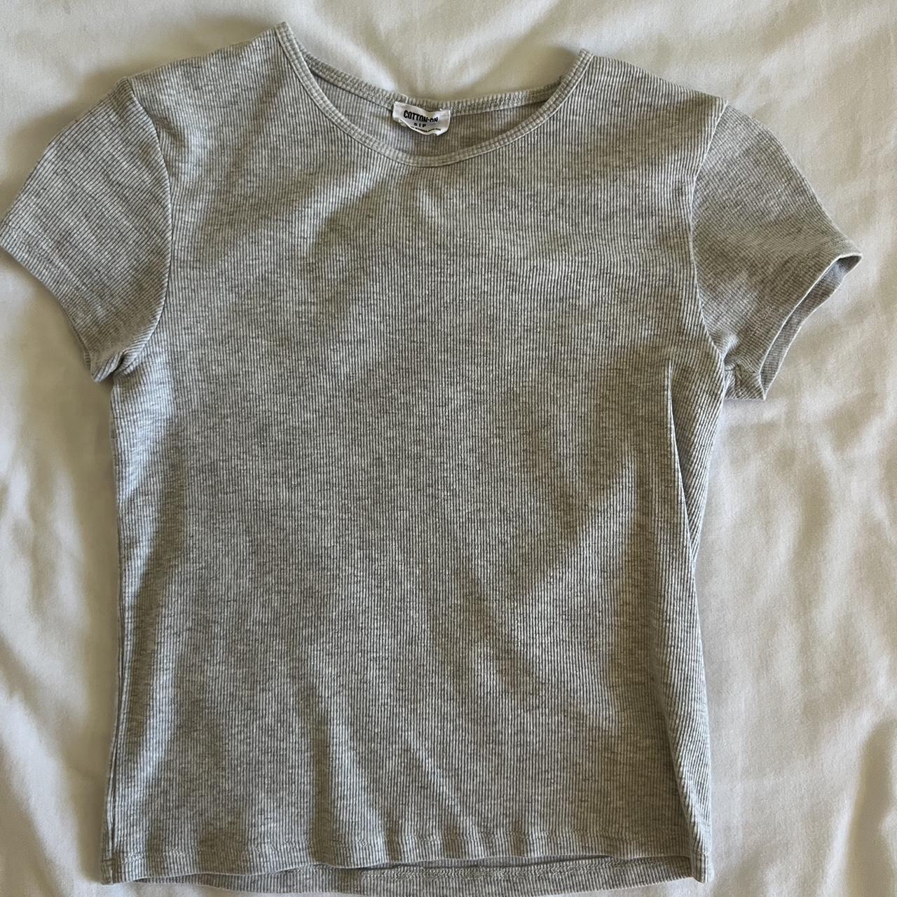 cotton on light grey top size small worn - Depop