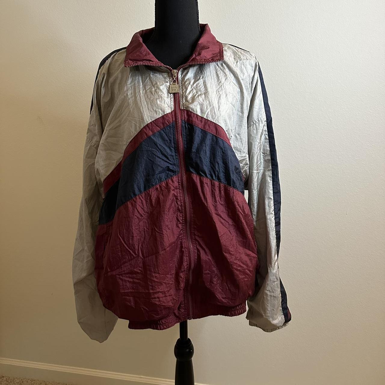 Wilson track zip up jacket Size XL Navy, maroon... - Depop