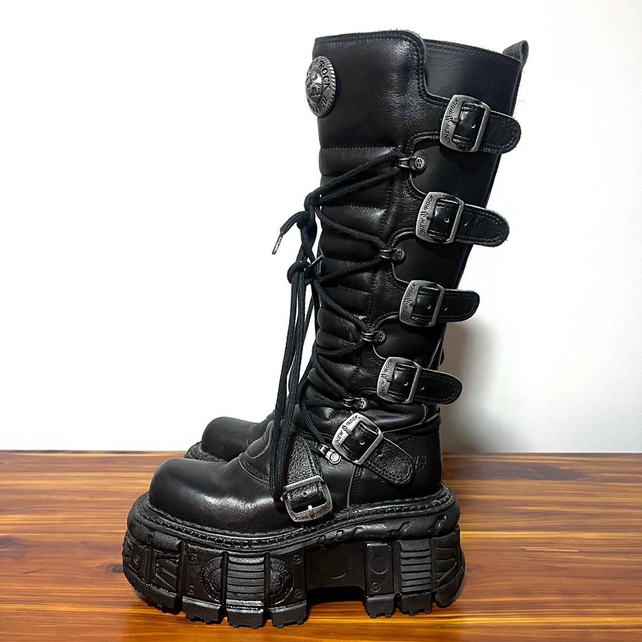 New Rock boots. All leather. I wore them once to a... - Depop